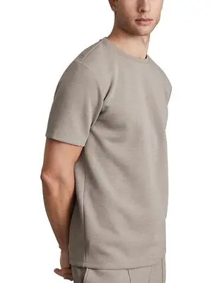 REISS Bradley Interlock Slim Fit Crewneck Tee - Taupe