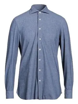 LARDINI Man Shirt Slate Blue Size S Nylon, Elastane