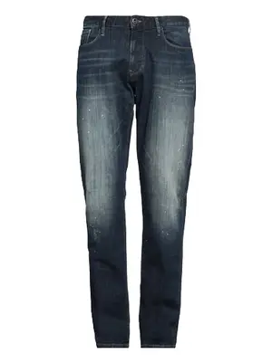 Emporio Armani Straight-leg Jeans With Leather Trims - Blue