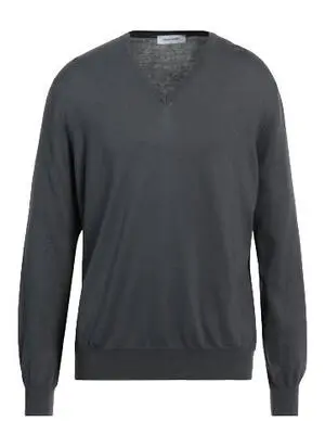 GRAN SASSO Cotton Knit V-neck Sweater - Grey