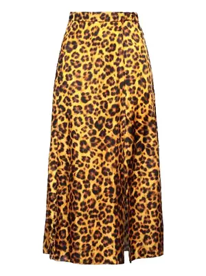 Sandro Leopard-print Midi Skirt - Mandarin
