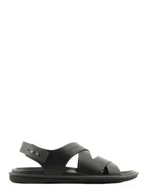 Giorgio Armani Leather Woven Sandals - Black