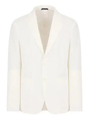 Giorgio Armani Single-breasted Jacket In Technical Waffle Fabric - White