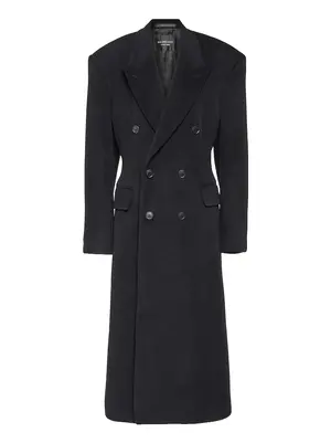 Balenciaga Cinched Cashmere And Wool Coat - Black