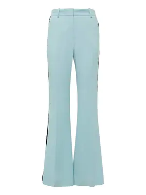 Nina Ricci Velvet-trimmed Cady Flared Pants - Blue