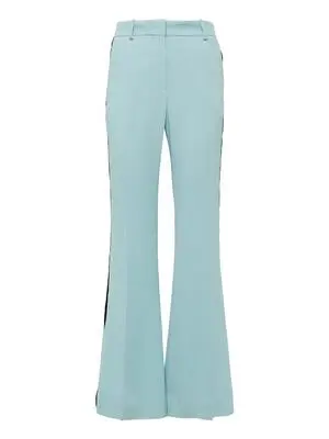 Nina Ricci Velvet-trimmed Cady Flared Pants - Blue