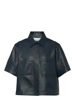 YVES SALOMON Oversized Leather Shirt - Black