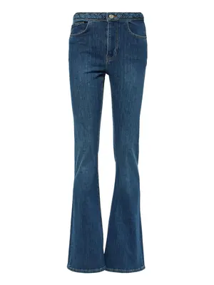FRAME Braided High-rise Flared Jeans - Blue
