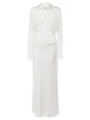 Tove Iana Gathered Jersey Maxi Dress - White