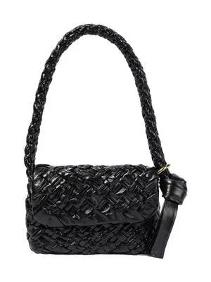 Bottega Veneta Kalimero Citta Intreccio Leather Shoulder Bag - Black