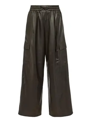 YVES SALOMON Leather Cargo Pants - Brown