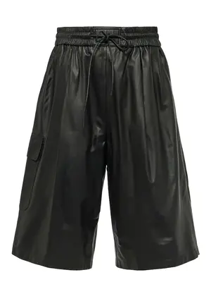 YVES SALOMON Leather Bermuda Shorts - Black