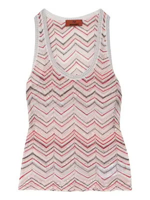 Missoni Missoni Sequin-Embellished Striped Crochet-Knit Tank Ivory