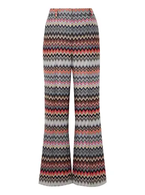 Missoni Striped Cotton-blend Crochet-knit Flared Pants - Multi