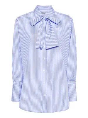 KIMHEKIM Striped Pussy-bow Shirt - Blue