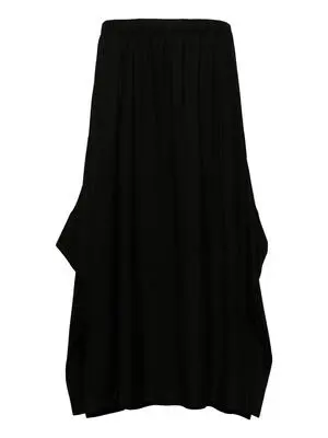 Yohji Yamamoto Midi Skirt With Asymmetric Hem - Black