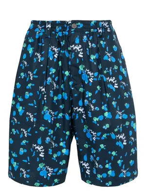 Marni Abstract Print Deck Shorts - Blue