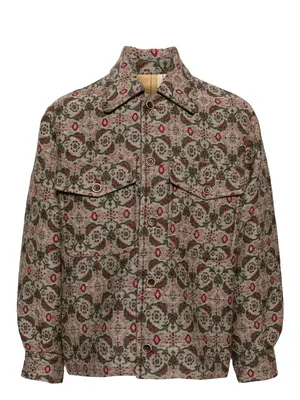 UMA WANG Jacquard-pattern Shirt Jacket - Brown