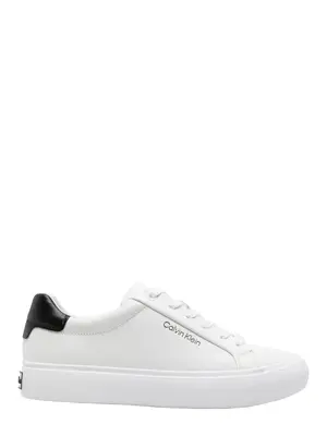 Calvin Klein Debossed Leather Sneakers - White