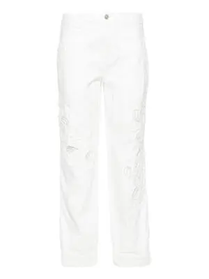 Ermanno Scervino Macramé-lace Embellished Trousers - White