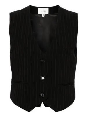 GESTUZ Pinstriped Waistcoat - Black