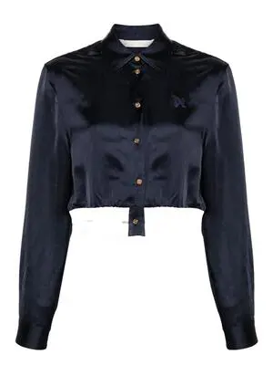 Palm Angels Button-up Satin Shirt - Blue