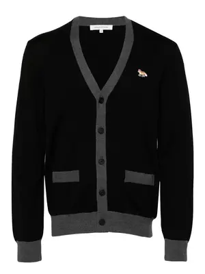 Maison Kitsuné Fox-patch Wool Cardigan - Black