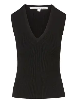 Veronica Beard Sid Ribbed-knit Tank Top - Black