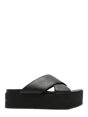 Calvin Klein Logo Flatform Slides - Black