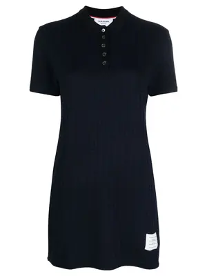 Thom Browne Checked Jacquard Polo Mini Dress - Blue