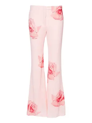 Kenzo Rose-print Flared Trousers - Pink