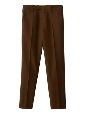 Miu Miu Logo-embroidered Wool Trousers - Brown