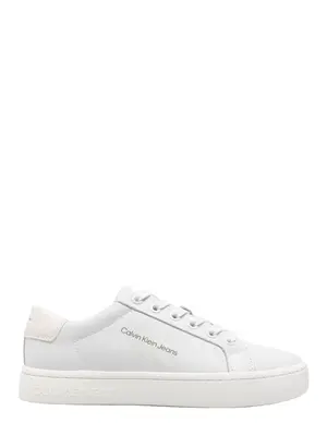 Calvin Klein Logo-embossed Leather Sneakers - White