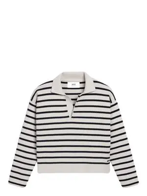 Ami Striped Polo Jumper - Neutrals