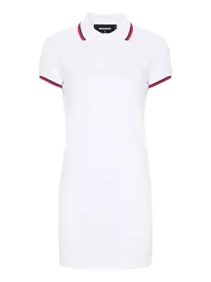 Dsquared2 Stripe-trim Cotton Polo Dress - White