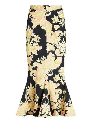 Etro Abstract-print Cotton Midi Skirt - Black
