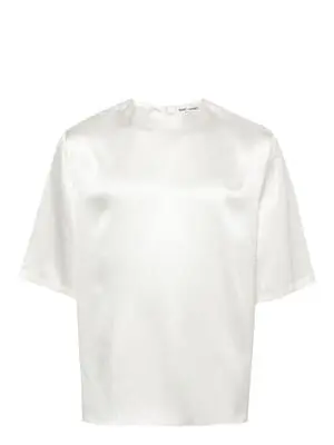 Saint Laurent Silk Satin T-shirt - Neutrals