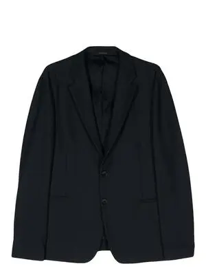 Giorgio Armani Single-breasted Piqué Blazer - Blue