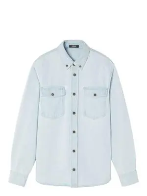 Versace Medusa-buttoned Denim Shirt - Blue