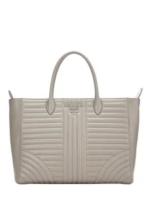 Prada Calfskin Diagramme Convertible Tote - Grey