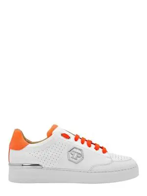 Philipp Plein Philipp Plein Leather And Suede Low-Top Sneakers With Monogram And Logo White 1