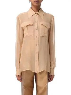 Alberta Ferretti Sheer Shirt With Pocket Detail - Beige