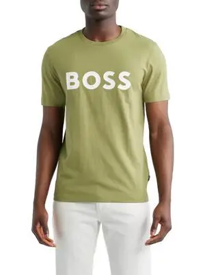 BOSS Tiburt Logo Graphic T-shirt Medium Green