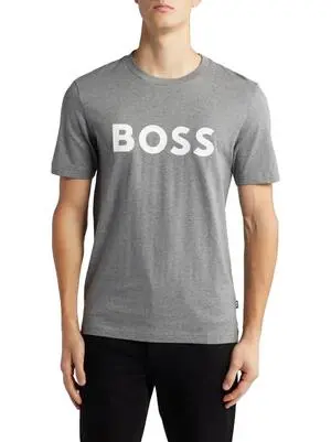 BOSS Tiburt Logo Graphic T-shirt Medium Grey