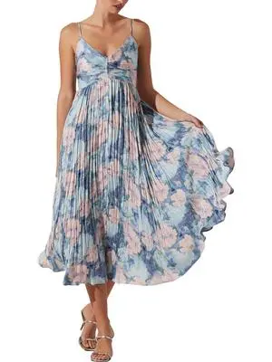 Astr The Label Maeve Midi Dress - Blue Multi