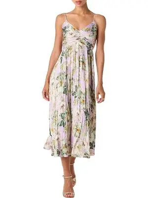Astr The Label Maeve Midi Dress - Lavender Multi Fl