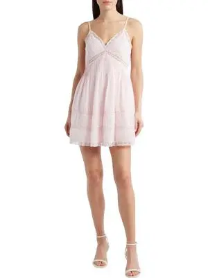 LoveShackFancy Docila Lace & Pintuck Cotton Minidress - Pink