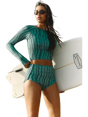 RHYTHM Long-sleeve Surf Crop - Deep Ocean