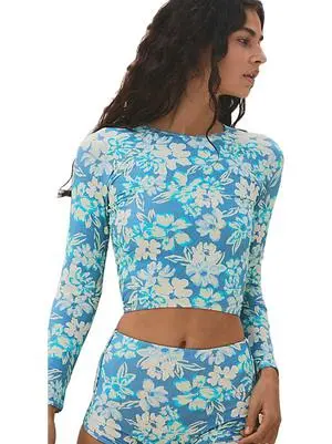 RHYTHM Long-Sleeve Surf Crop Oasis Floral