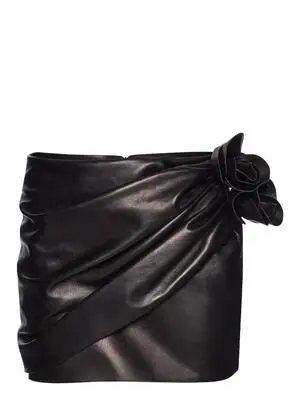 MAGDA BUTRYM Draped Leather Mini Skirt